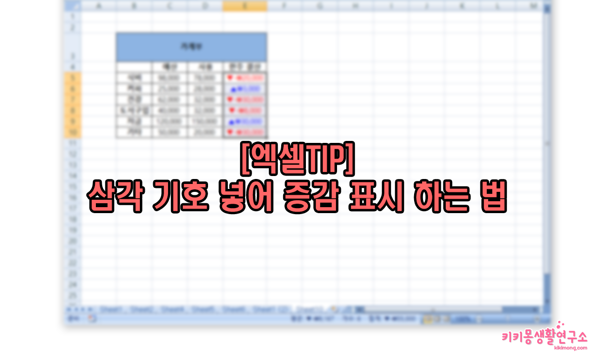 엑셀 세모 기호 증감 표시 추가하는 방법 키키몽 생활연구소